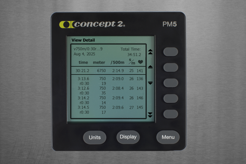 Concept2 Logbook | v750m/0:30r...9 row on August 04, 2025